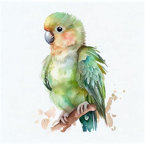 Premium Photo Portrait Of A Cute Parrot Watercolor Illustration