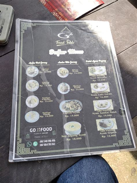 Menu At Food Table Restaurant Indonesia