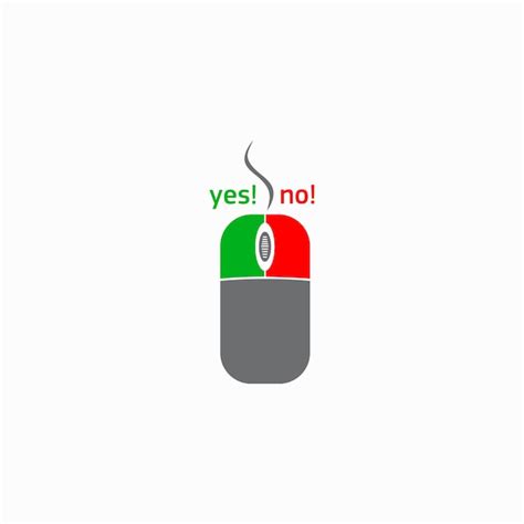 Premium Vector Computer Mouse With Yes And No Button Icon In Simple