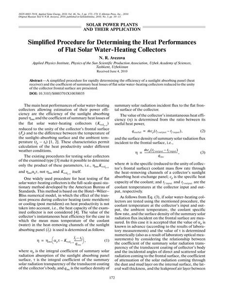 Pdf Simplified Procedure For Determining The Heat Performances Of
