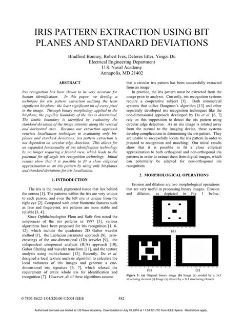 Pdf Iris Pattern Extraction Using Bit Planes And Standard Deviations