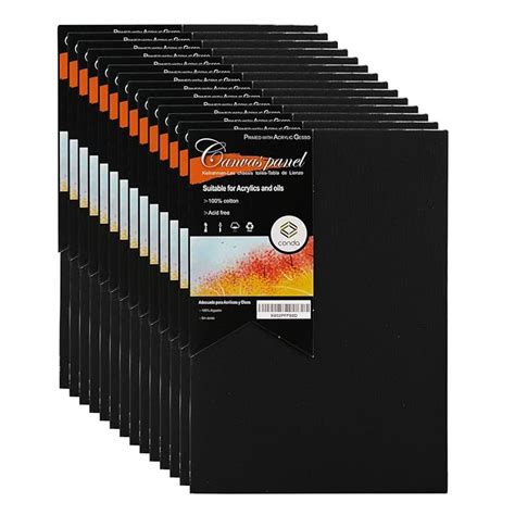 Buy Conda Black Canvas Panels 9x12 Inch Pack Of 14 100 Cotton Acid