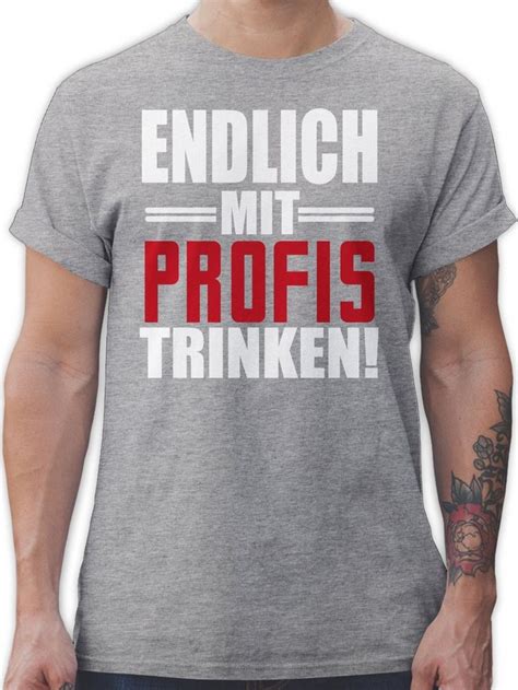 Shirtracer T Shirt Endlich Mit Profis Trinken Weißrot Party