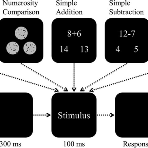 Example Stimuli For Each Task Figure Matching Numerosity Comparison Download Scientific