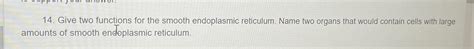 Solved Give Two Functions For The Smooth Endoplasmic Chegg