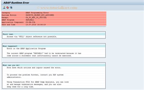 Lastshortdump Sap Tcode Display Last Short Dump