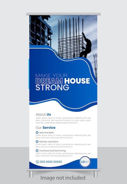 Premium Vector Modern Home For Sale And Constriction Side Rollup Banner Design Template