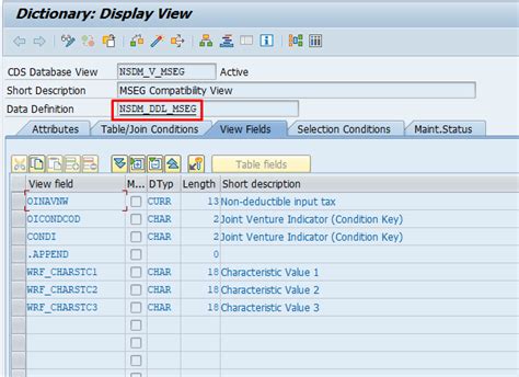The Definitions Of Mseg And Nsdmvmseg Are Incons Sap Community