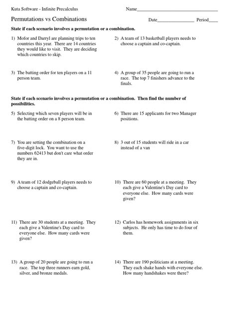 11 Permutations Vs Combinations Pdf Pdf Homework Leisure