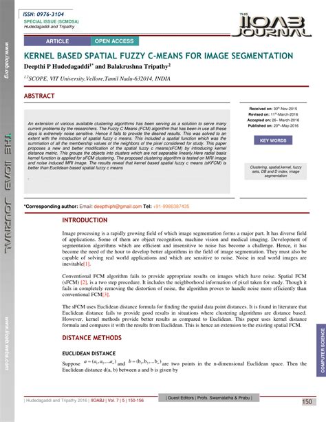 Pdf Kernel Based Spatial Fuzzy C Means For Image Segmentation