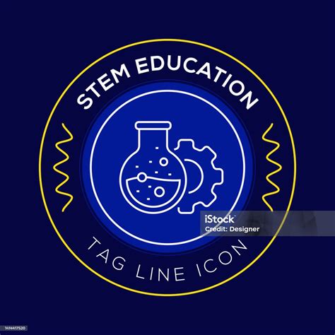Stem 교육 서클 배지 현대 로고 벡터 아이콘 디자인 라인 스타일 과학에 대한 스톡 벡터 아트 및 기타 이미지 과학 학습