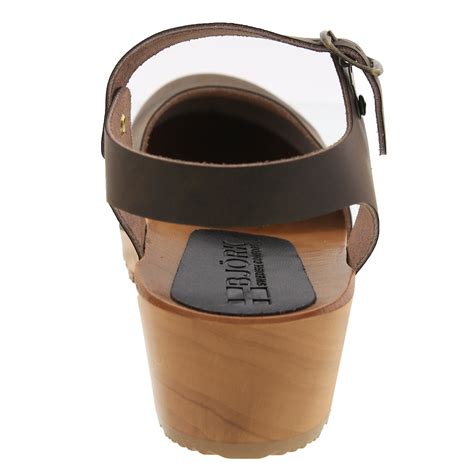 Alma Swedish Wood Clog Brown Leather Sandals Bjork Swedish Comfort