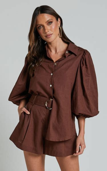 Amalie The Label Noemie Linen Blend High Waisted Belted Tailored