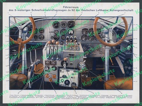 Farbtafel Cockpit Junkers Ju 52 Lufthansa Dlh Technik Details