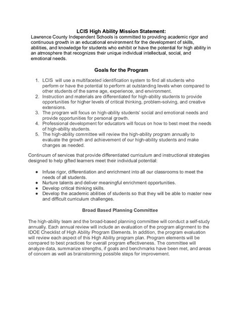 High Ability Program Lawrence County Independent Schools