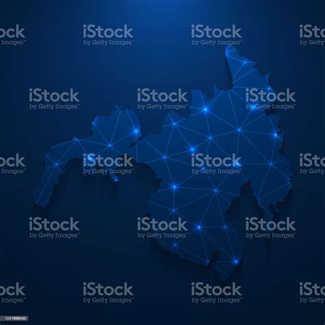 Réseau De Carte De Mindanao Maillage Lumineux Sur Le Fond Bleu Foncé