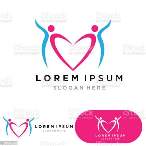 하트 로고와 사람 디자인 자선 및 지원 벡터 개념 사랑과 행복한 삶의 벡터 일러스트레이션 Charitable Foundation