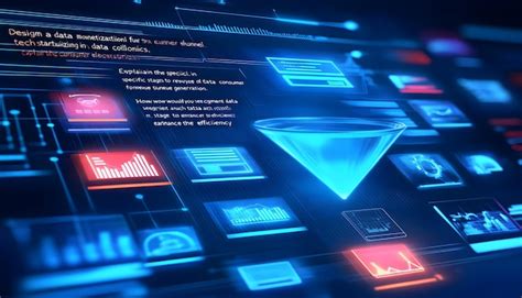 Blue Digital Interface With A Funnel And Data Analytics Visuals Premium Ai Generated Image