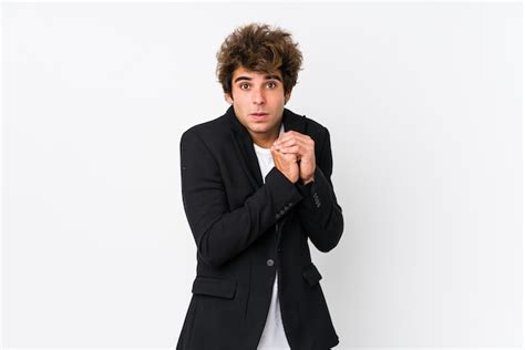Premium Photo Young Caucasian Business Man Against A White Wall