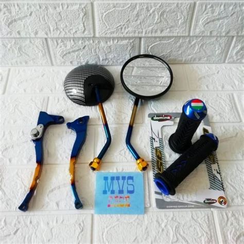 Spion Bulat Tangkai Twotone Handgrip Jalu Cnc Handle Rem Variasi Grand Filano Fazzio 125
