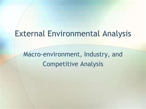 Environmental Scanning And Monitoring Techniques