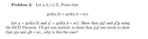 solved problem 2 let a b c e z prove that ged a b