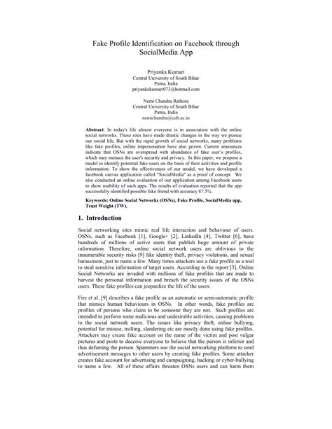 PDF Fake Profile Identification On Facebook Through SocialMedia App