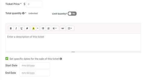 is it possible to set a specific date for event ticket sales