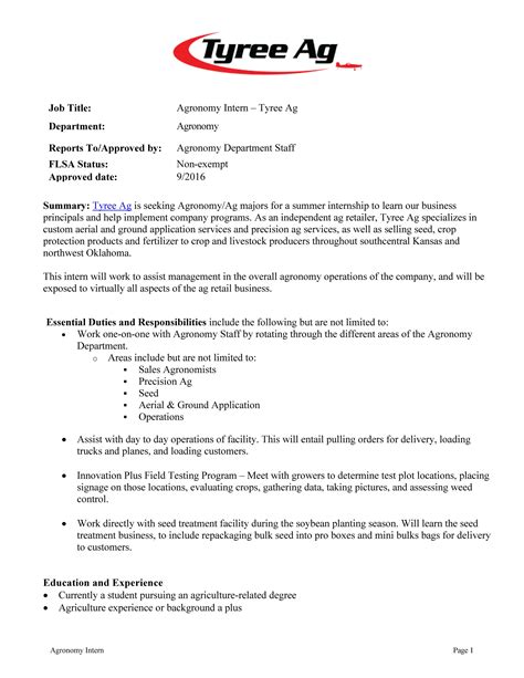 Announcement 2017 Summer Internship Blog Tyree Ag