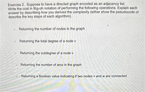 Exercise Suppose To Have A Directed Graph Encoded Chegg