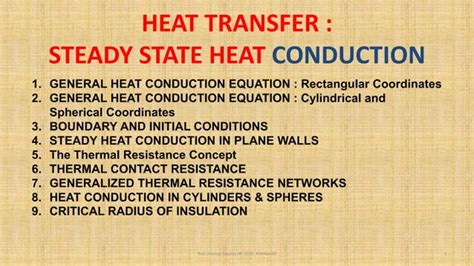 Heat Transfer Steady State Heat Conduction Pptx Computer