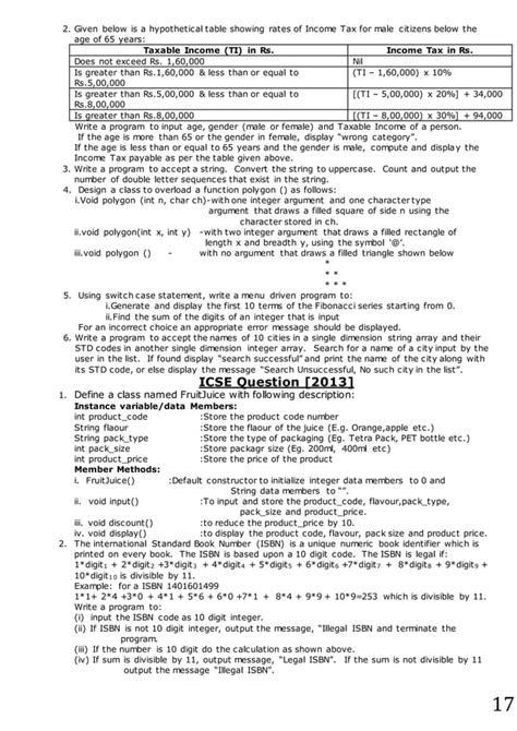List Of Programs To Practice For Icse Docx