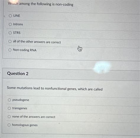 Solved Which Among The Following Is Non Coding Line Introns