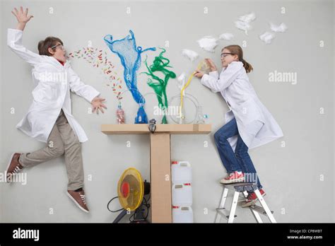 Babe And Girl Doing Experiment Stock Photo Alamy