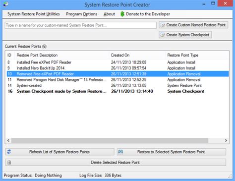 Restore Point Creator Provides An Easier Way Of Managing Windows System