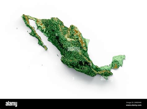 A 3d Rendering Of Hypsometric Elevation Tint Spectral Mexico Map