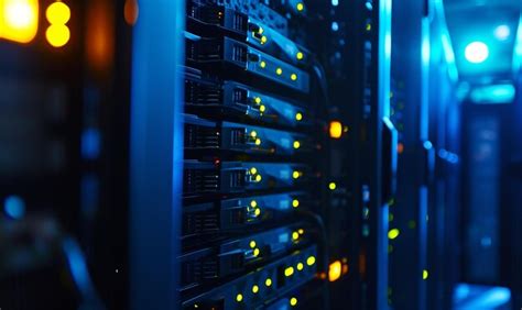 Premium Ai Image Closeup Of Server Clusters With Blinking Status