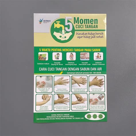 Jual Stiker 5 Momen Cuci Tangan Stiker Cara Cuci Tangan Dengan Sabun