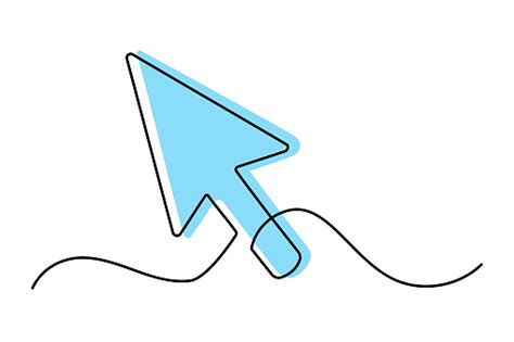 커서 화살표의 연속 그리기 커서 화살표의 한 줄 아이콘입니다 선화 배경 1 개 한 줄 벡터 그림입니다 커서 화살표 아이콘 컴퓨터