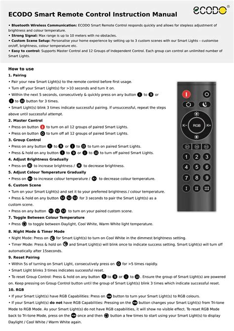 Ecodo Remote Control User Manual