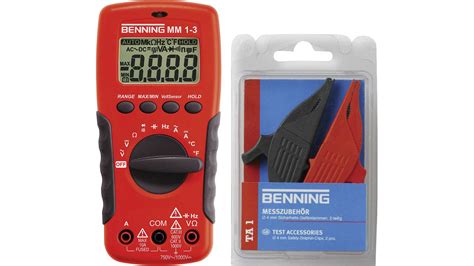 Benning Mm 1 3 Set Ta 1 Hand Multimeter Digital Cat Ii 1000 V Cat