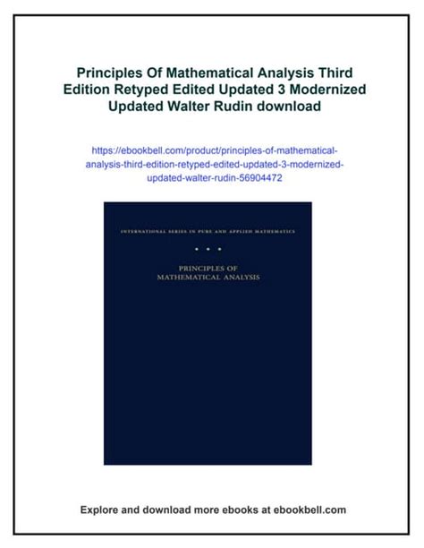 Principles Of Mathematical Analysis Third Edition Retyped Edited Updated 3 Modernized Updated