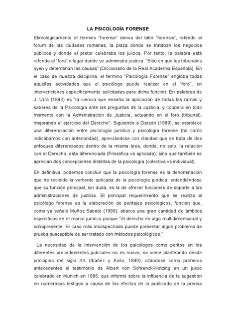 La Psicología Forense Pdf Testigo Experto Sicología