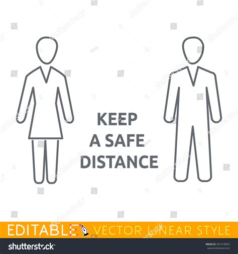 Keep Distance Between Man Woman Editable Stock Vector Royalty Free 561319054 Shutterstock