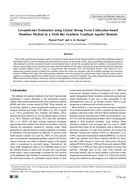 Pdf Groundwater Estimation Using Meshfree Method In Aquifers