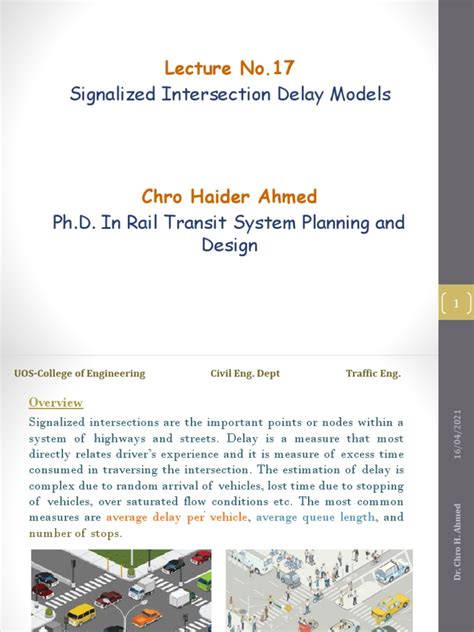 lecture 17 signalized intersection delay pdf intersection road acceleration