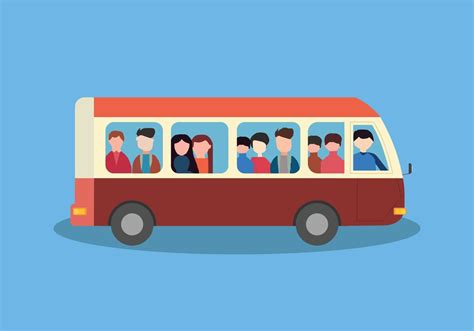 Cartoon Bus With Passengers Flat Vector Illustration 22086691 Vector