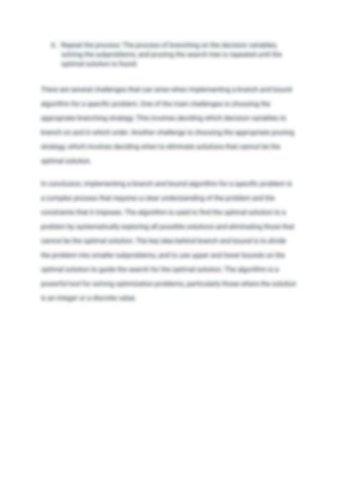 solution implementing a branch and bound algorithm for a specific