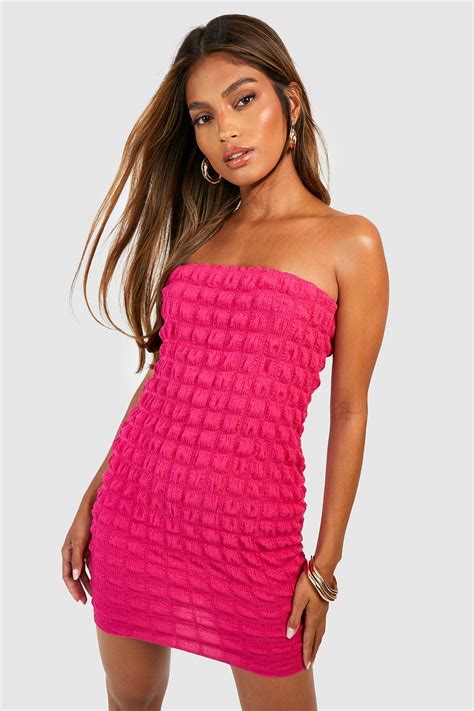 Bubble Textured Bandeau Dress Boohoo Au