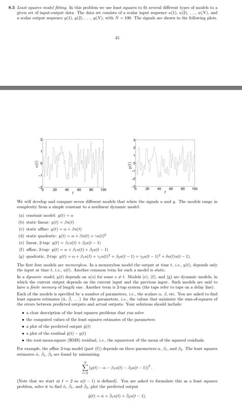 Least Squares Model Fitting In This Problem We Chegg